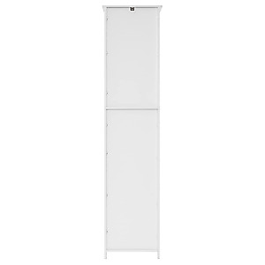 WEENFON Tall Bathroom Cabinet, Storage Cabinet with 6 Shelves & Drawer, Bathroom Storage Cabinet with Ajustable Shelves, Tall Cabinet for Living Room, Home Office, White