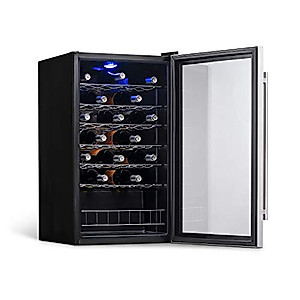 NewAir Compressor Wine Cooler Refrigerator in Stainless Steel | 33 Bottle Capacity | Freestanding or Built-In | UV Protected Glass Door with Lock and Handle