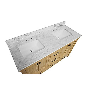 Kitchen Bath Collection Tuscany 60-inch Double Bathroom Vanity (Carrara/Driftwood): Includes Driftwood Cabinet with Authentic Italian Carrara Marble Countertop and White Ceramic Sink