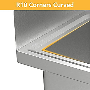 VINGLI Commercial Hand Wash Sink Stainless Steel Bar/Prep Sink with Side Splash Guard, Wall Mount Utility Sink with Faucet, Heavy Duty Hand Washing Basin for Restaurant, Home Kitchen 17W x 15D x 14H