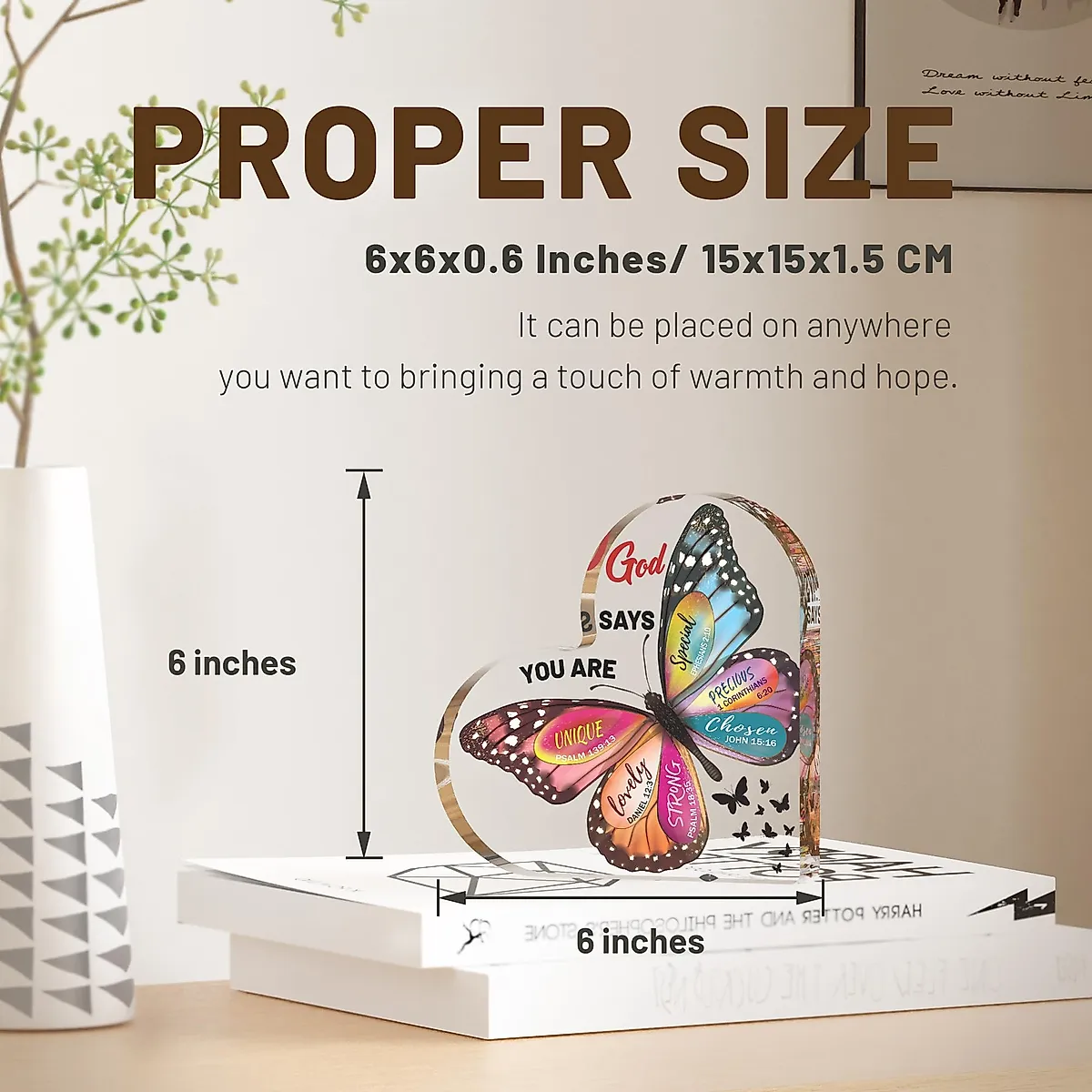 Christian Gifts for Women Birthday, Butterfly Inspirational Gifts for Friends, Religious Spiritual Gifts for Her Mom Girl Female Coworker Sister Christian Home Decorative Signs