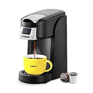CHULUX Upgrade Single Serve Coffee Maker, 12oz Fast Brewing Machine Brewer Compatible With Pods & Reusable Filter, Auto Shut-Off, One Button Operation, for Hotel, Office, or Travel