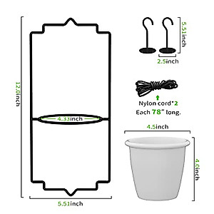 Autrucker Hanging Planters for Indoor Plants, Metal Wall and Ceiling Plant Hanger with Flower Pot for Home Decor, Set of 2, Black