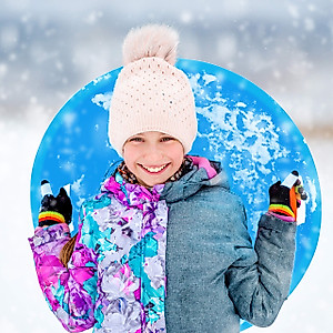 Franklin Sports Kids Saucer Sled - Arctic Trails Round Plastic Snow Sled for Kids - Single Rider 1 Person Snow Sled - Heavy Duty Plastic Sledding Saucer with Handles - Perfect Kids Snow Toy - 22"
