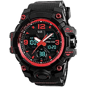 LYMFHCH Men's Analog Sports Watch, LED Military Digital Watch Electronic Stopwatch Large Dual Dial Time Outdoor Army Wrist Watch Tactical