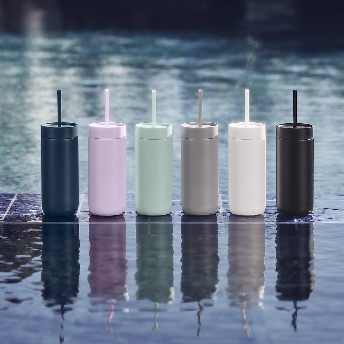 Fellow 16 oz Carter Cold Travel Mug for Water, Iced Tea, Coffee, Smoothies, Iced Coffee & more - Stainless Steel Vacuum-Insulated Iced Coffee tumbler with Spill Resistant lid and straw - Mint Chip