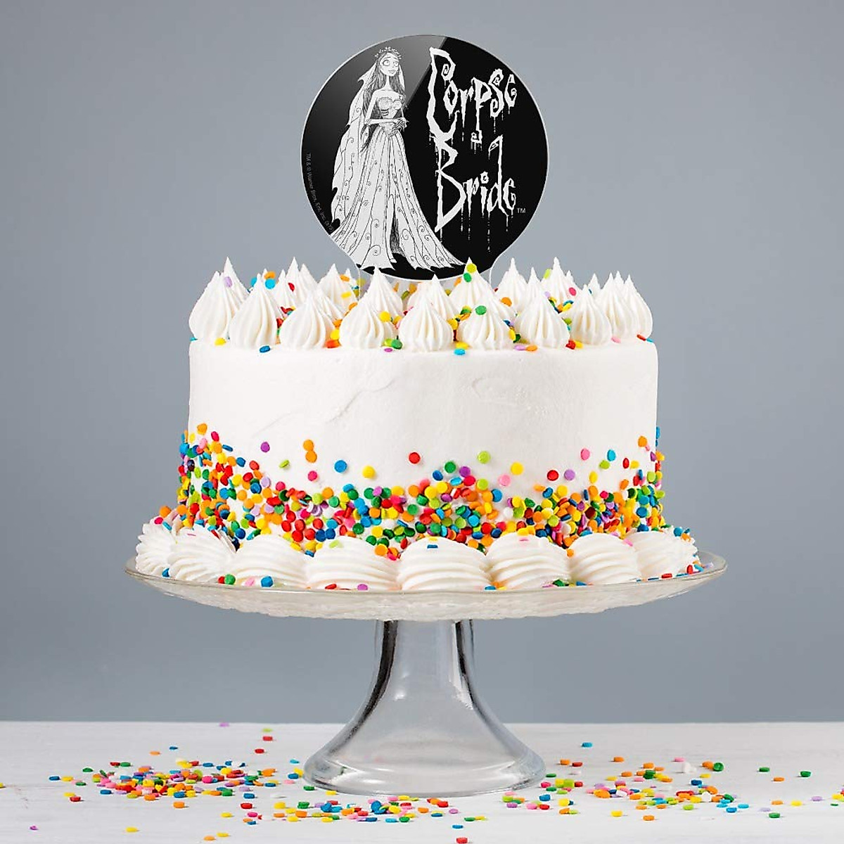 Acrylic Corpse Bride Logo and Silhouette Cake Topper Party Decoration for Wedding Anniversary Birthday Graduation