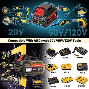 TenHutt 9.0Ah Replace Battery for Dewalt Flexvolt 20V/60V Battery MAX for Dewalt 20V 60V Cordless Power Tools DCB606 DCB612 DCB206 DCB204 Li-ion Battery【3rd-Version】