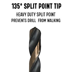 Drill America 37/64" Reduced Shank High Speed Steel Black & Gold Contractor Drill Bit with 3-Flat 1/2" Shank, KFD3F Series