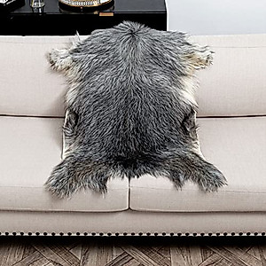 AbunHeri Reindeer Hide Rug 3 ft x 2 ft Deer Hide Rug Deer Rug Animal Skin Rugs for Bedroom Living Room Nursery Grey