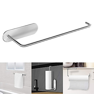 Paper Towel Holder - Self Adhesive Paper Towel Rack Under Cabinet Mount SUS304 Stainless Steel for Kitchen Bathroom Large Roll Paper, 4 Piece (Matte Black)