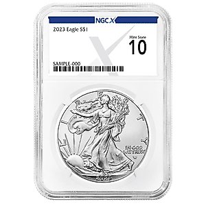 2023 No Mint Mark 2023 $1 American Silver Eagle NGCX MS10 X Label $1 NGC Good