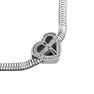 SBI Jewelry Bible Cross Heart Charm Compatible with Pandora Charm Bracelet Christmas Family Friends Jesus God Pendant Gift Crystal Clear Birthstone Anniversary