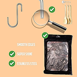 30 Pcs Silver S Hooks,Premium Stainless Steel S Hook for Hanging Kitchenware,Pots,Plants,Pans,Clothes,Cups,Pants,for Towels in Bathroom,Closet,Garden,Storage Organiser,Home Storage Hooks,Utility Hooks