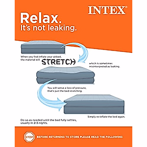 INTEX 64778E Dura-Beam Standard Prestige Air Mattress: Fiber-Tech – Full Size – Hand-Held Battery Pump – 10in Bed Height – 600lb Weight Capacity