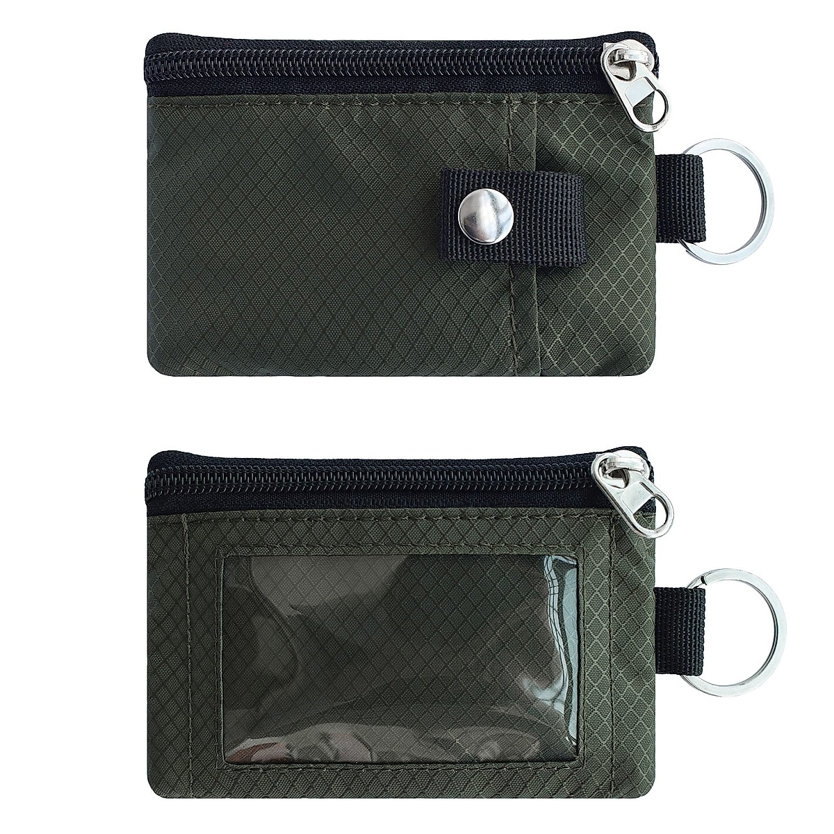 CHENSPRX Minimalist RFID Blocking Small Wallet with ID Window,WaterResistant Zip Id Case Wallet with Lanyard Keychain for Cards,Cash,Travel,Women,Men (Army Green)