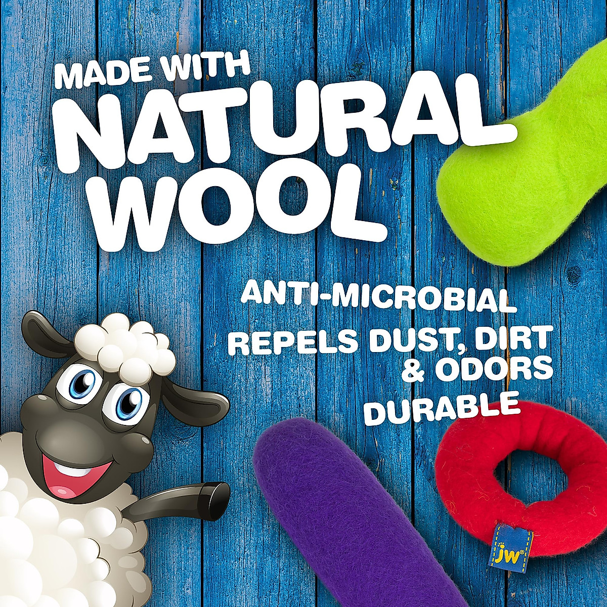 JW Wool-EE Ring Handmade 100% Wool All Natural Dog Toy for Fetch