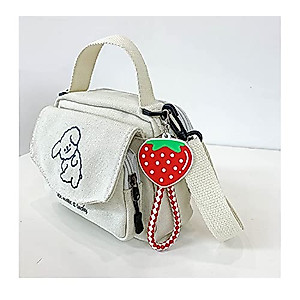 NCDUANSAN Kawaii Backpack Girl People Messenger Bag Mini Small Backpack Cute Korean INS Puppy Pattern(White)
