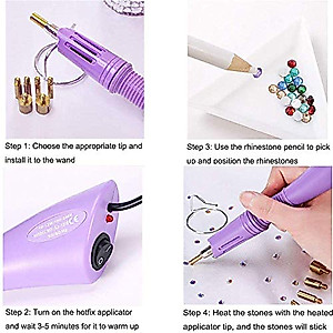 Hotfix Applicator, 7-in-1 Hot Fix Rhinestone Applicator Wand Setter Tool Kit with 7 Tips, 2 Pencils and Tweezers