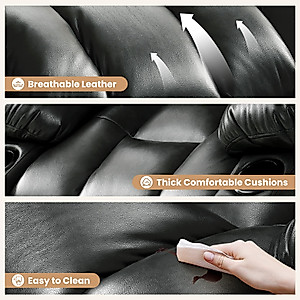 COOSLEEP Power Lift Recliner Chair for Elderly with Massage and Heat, Breathable Leather Recliner Chair for Adults, 2 Cup Holders, USB Ports, Electric Support of Metal,Remote Controls(Black)