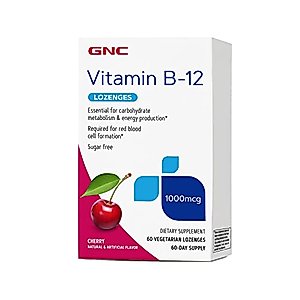 GNC Vitamin B-12 1000 mcg Lozenges - Cherry - 60 Lozenges