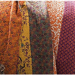 Lush Decor Royal Empire Quilt Striped Pattern Reversible 3 Piece Bedding Set, Full/Queen, Tangerine