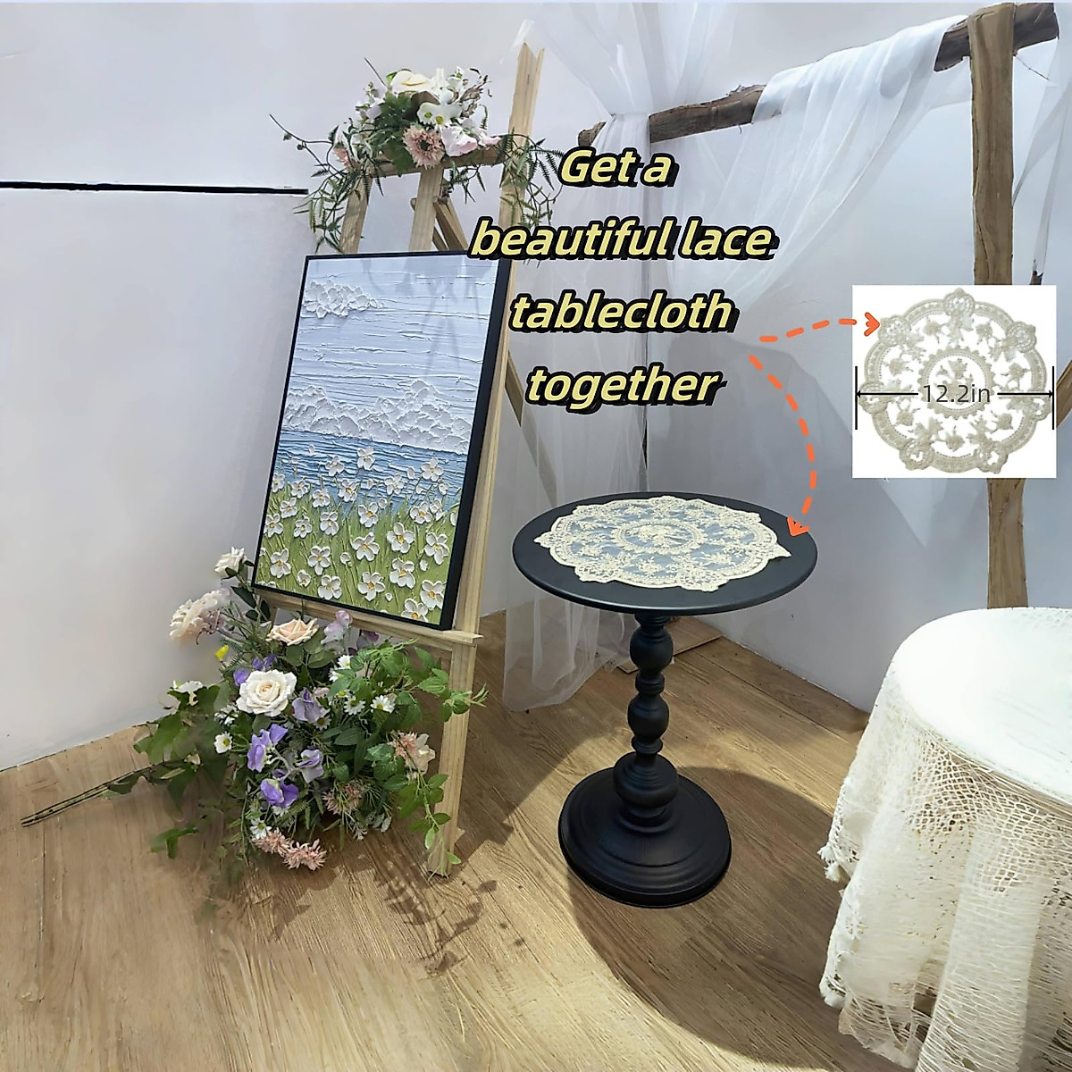 OINKSAAK,Round Side Table，Accent Table，Small end Table，Living Room Tables，Drink Table，Outdoor Side Table，Bistro Table，Metal Circle Antique Pedestal Round Table