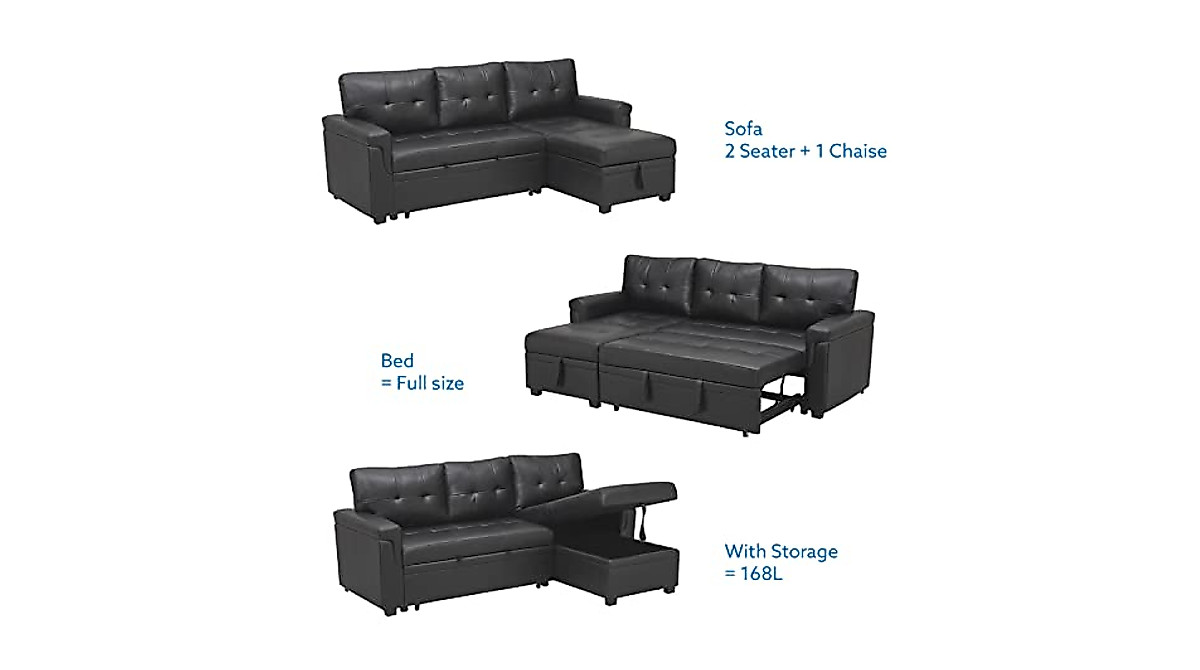 Perry Modern Sectional Sleeper Sofa with Storage & Bed