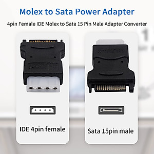 Duttek SATA Male to molex Female Adapter, SATA to LP4, molex to SATA Power Adapter,15Pin SATA Male to 4 Pin IDE Female Adapter Connector Apply to Connector for Hard Drives (2 Packs)
