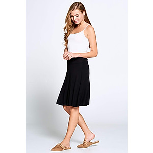 Popana Womens Casual Knee Length A-Line Stretch Midi Skirt Plus Size Made in USA Size XL Black