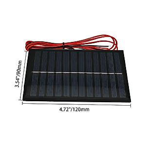 2Pcs Mini Solar Panels for Solar Power, 6V 220mA Mini Solar Panel Kit DIY Electric Toy Photovoltaic Cells Solar Epoxy Cell Charger with 1 Meter Wire 4.72"*3.54"(120mm*90mm)