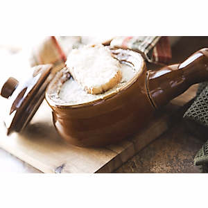 Fox Run 349 Run French Onion Soup Bowl with Lid, 4.75 x 7.75 x 4 inches, Brown