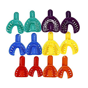 SMEDENT 12pcs Dental Impression Tray Plastic 6 Sizes Autoclavable for Adult and Children