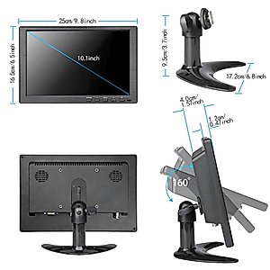 LONCEVON 10 inch Portable HDMI Monitor Mini VGA Monitor Screen for PC/Camera/TV/Raspberry PI/Gaming; 1024x600 Pixel Support 1920x1080P Resolution; with Dual Speakers and USB Port
