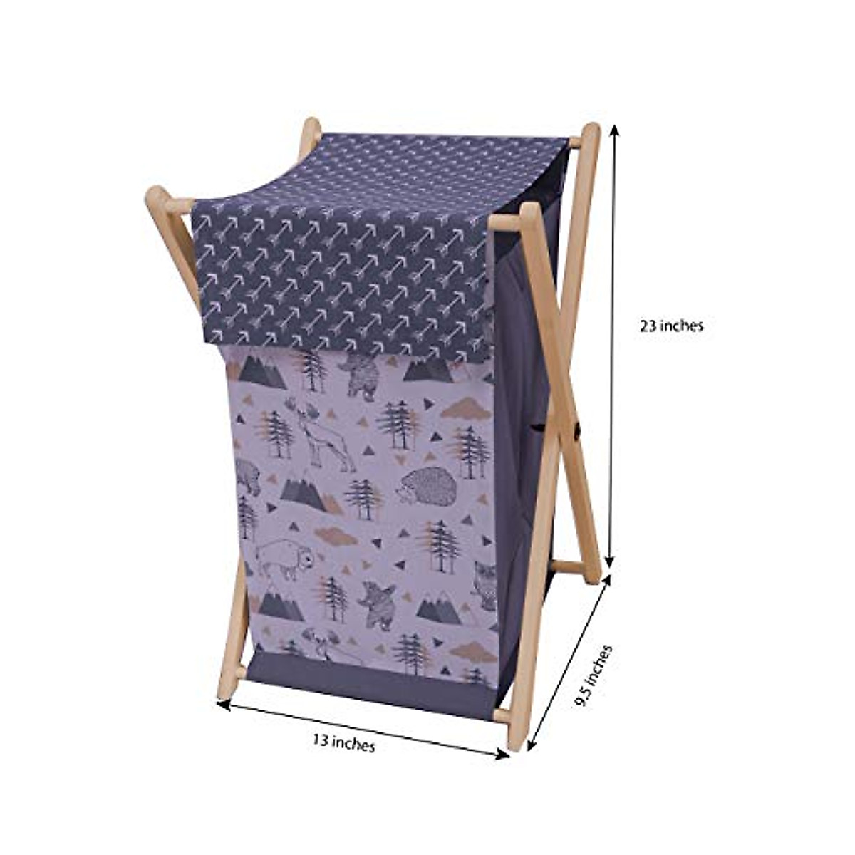 Bacati Woodlands Grey/Beige Neutral Cotton Hamper, Beige/Grey