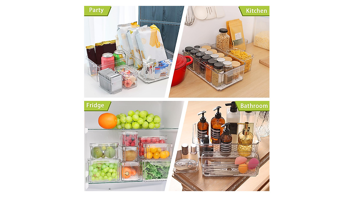 Moretoes 10-Piece Stackable Fridge Organizer Bins - BPA-Free Storage Sets
