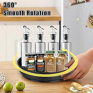 RHBLME 2 Pack Lazy Susan Turntable Organizer, 10 Inch Black Non Skid Spinning Spice Rack, Stainless Steel Lazy Susan Organizer for Cabinet, Countertop, Refrigerator, Pantry