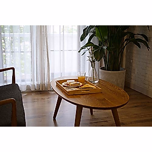 Joy&Grace 100% Bamboo Wood Butler Serving Tray with Handles - Breakfast/Coffee Table Tray, Decorative Ottoman Tray, Serving Platter for Party,17''×13''