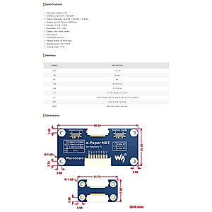 Coolwell 2.13 Inch Flexible E-Ink Display HAT Module Black/White SPI Interface E-Paper for Raspberry Pi 2B/3B/Zero/Zero W Supports Partial Refresh for Curved Surface Display