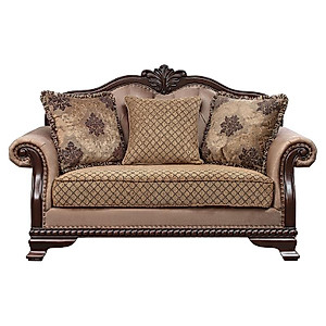 Acme Furniture Chateau De Ville Love Seats, Fabric & Espresso Finish
