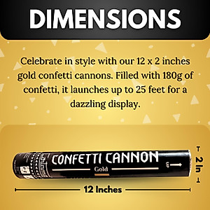 CIRTAMZ CIRTAMZ Set Of 5 Gold Confetti Poppers | 12 Inches Confetti Cannon With 25 Feet Height Range | Biodegradable Confetti Party Poppers For Joyful Gatherings