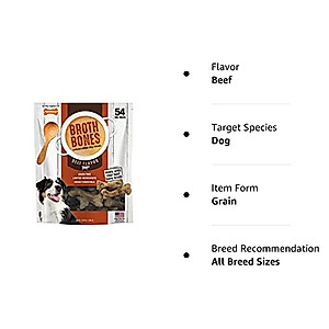 Nylabone Beef Broth Bones Dog Treats (Net 54Count), 2.38 Lb