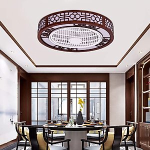 64W LED Ceiling Fans,Modern Acrylic Semi Flush Mount LED Invisible Ceiling Fan Lighting with Remote Control 3-Light Color and 3-Speed Changeable Enclosed Fandelier Timing Lamp (21.6 inch Square)