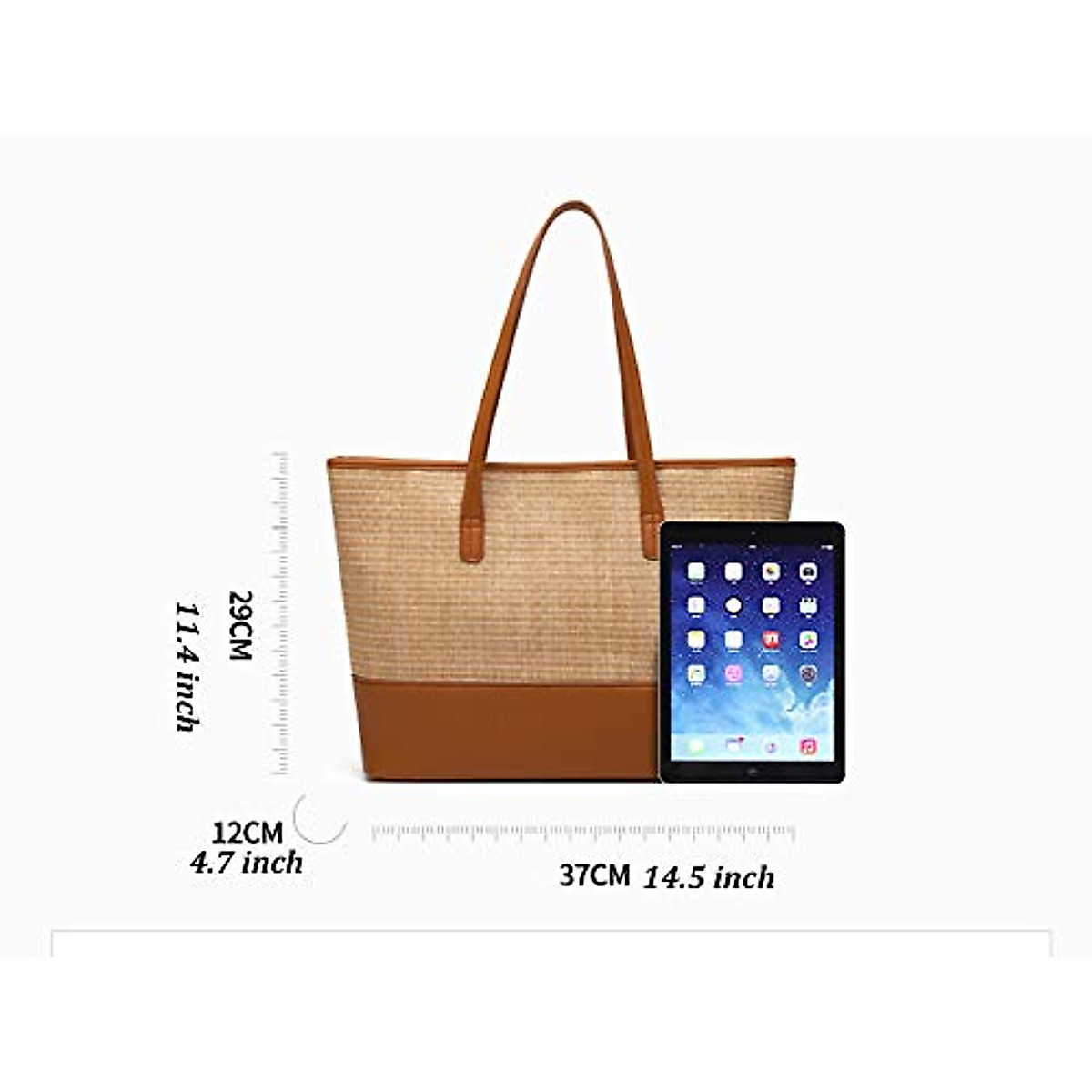 Yoofashion Straw Tote Bag for Women Shoulder Bag Summer Beach Bag Girls Fashion Top Handle Handbag (A110-black)