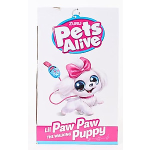 Pets Alive Lil' Paw The Walking Puppy by ZURU Interactive Dog That Walk, Waggle, and Barks, Interactive Plush Pet, Electronic Leash, Soft Toy for Kids and Girls