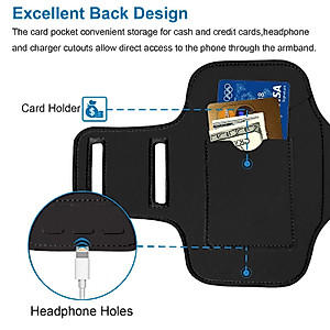 iPhone 15 Pro, 14 Pro, 15, 14 Armband, BUMOVE Gym Running Workouts Sports Phone Arm Band for iPhone 15 14 13 12 11 Pro with Card Holder (Black)