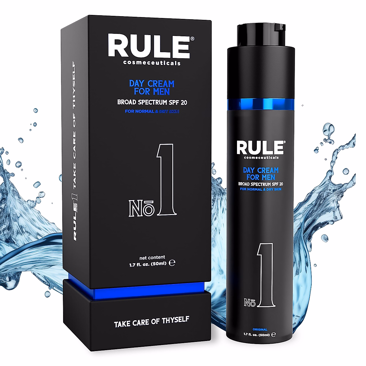 RULE COSMECEUTICALS - No.1 Day Cream, Face Moisturizer for Men, SPF 20, 10-in-1 Men’s Face Cream, Sunscreen for Normal to Dry Skin, Men’s Grooming, Collagen, Vitamin B, C, E, 50 mL