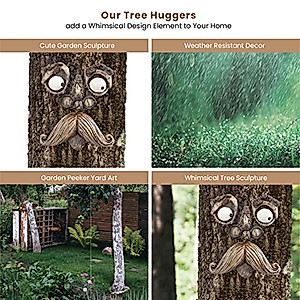 Bits and Pieces - 'Old Man' Tree Hugger - Yard Decorations - Whimsical Tree Sculpture - Garden Decoration - Garden Peeker Yard Art