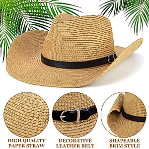 EINSKEY Straw Cowboy Cowgirl Hat for Men Women, Adjustable Sombrero Sun Hat with Shapeable Wide Brim & Detachable Chin Strap