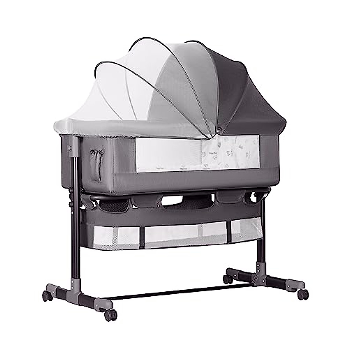 YADAQE Baby Bassinet, Baby Basinet Bedside Sleeper, Easy to Fold Portable Crib Side Bassinet 2023new Style Girl/boy bassinets (Gray)